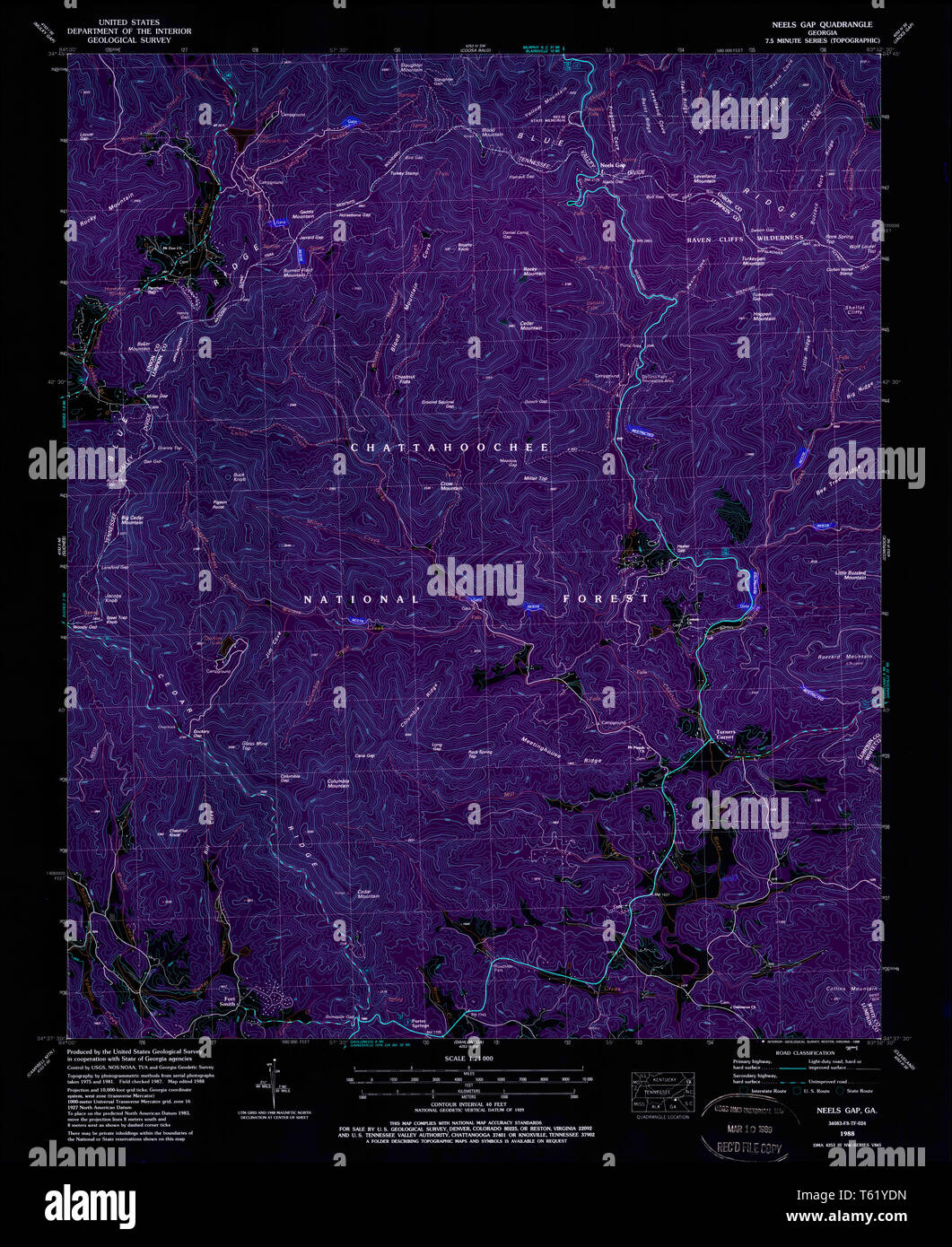 USGS TOPO Map Georgia GA Neels Gap 246478 1988 24000 Inverted ...