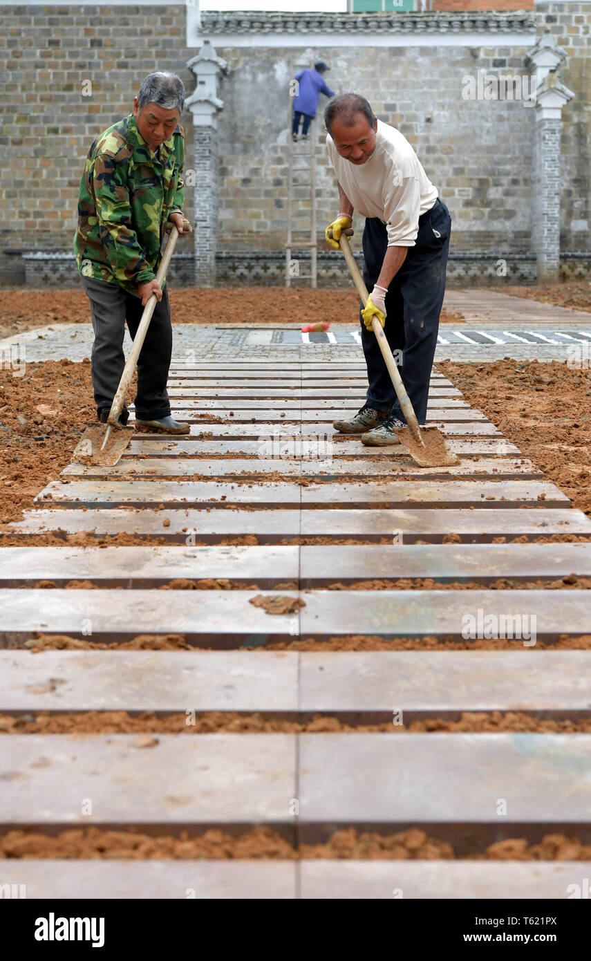 Nanchang, China's Jiangxi Province. 28th Apr, 2019. Workers take part ...
