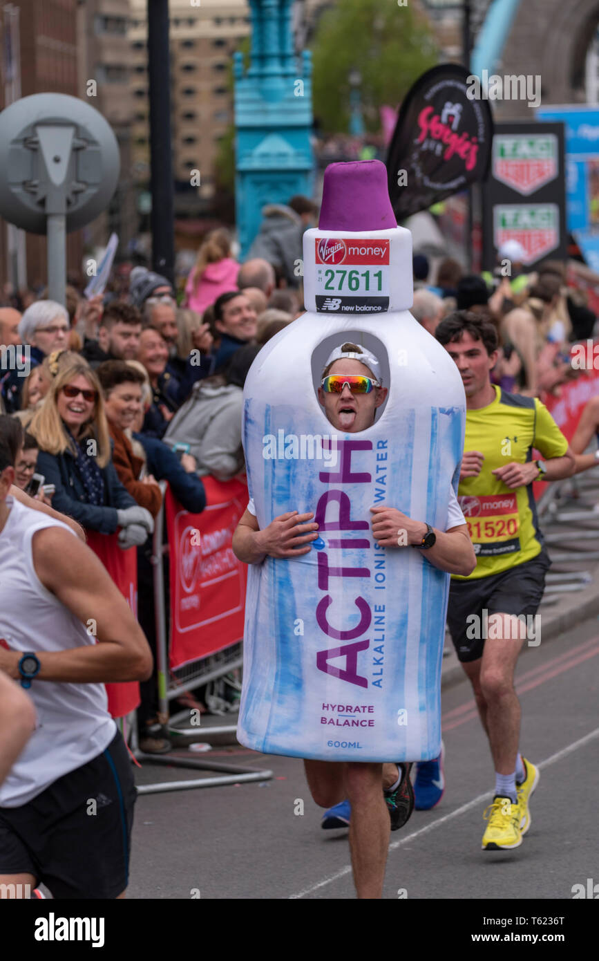 Lloyd Seaman in costume running in the London Marathon 2019 in Actiph ...