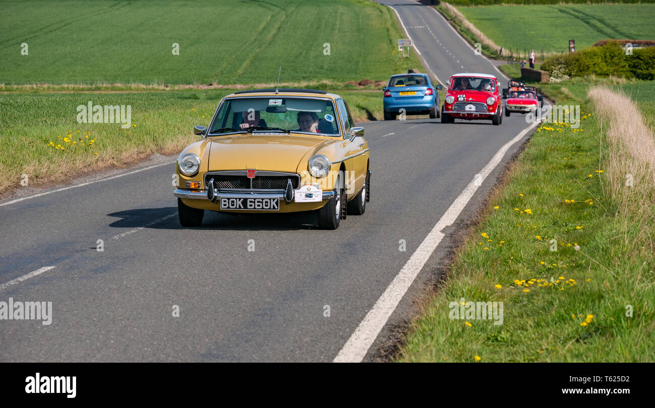East Lothian, UK. 28 April 2019. Classic Car Tour: North Berwick Rotary ...