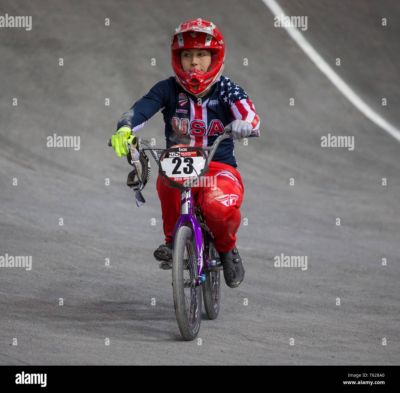 National Cycling Centre, Manchester, UK. 28th Apr, 2019. UCI BMX ...
