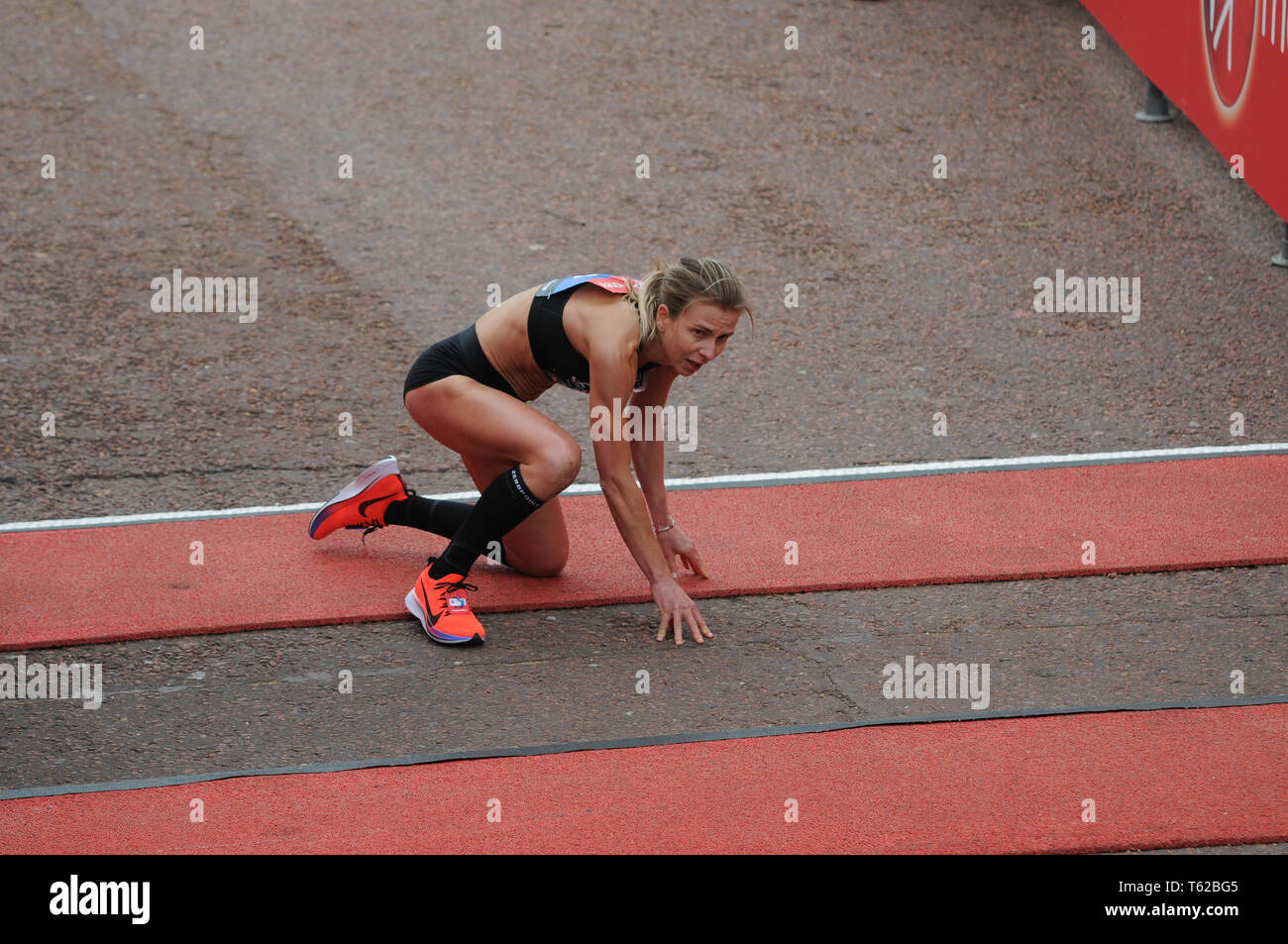 London, UK. 28th Apr, 2019. Hayley Carruthers GB elite women runner ...
