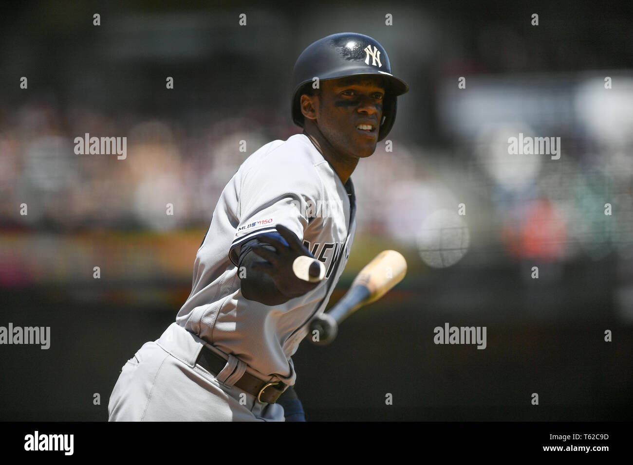 San Francisco, California, USA. 27th Apr, 2019. New York Yankees left ...
