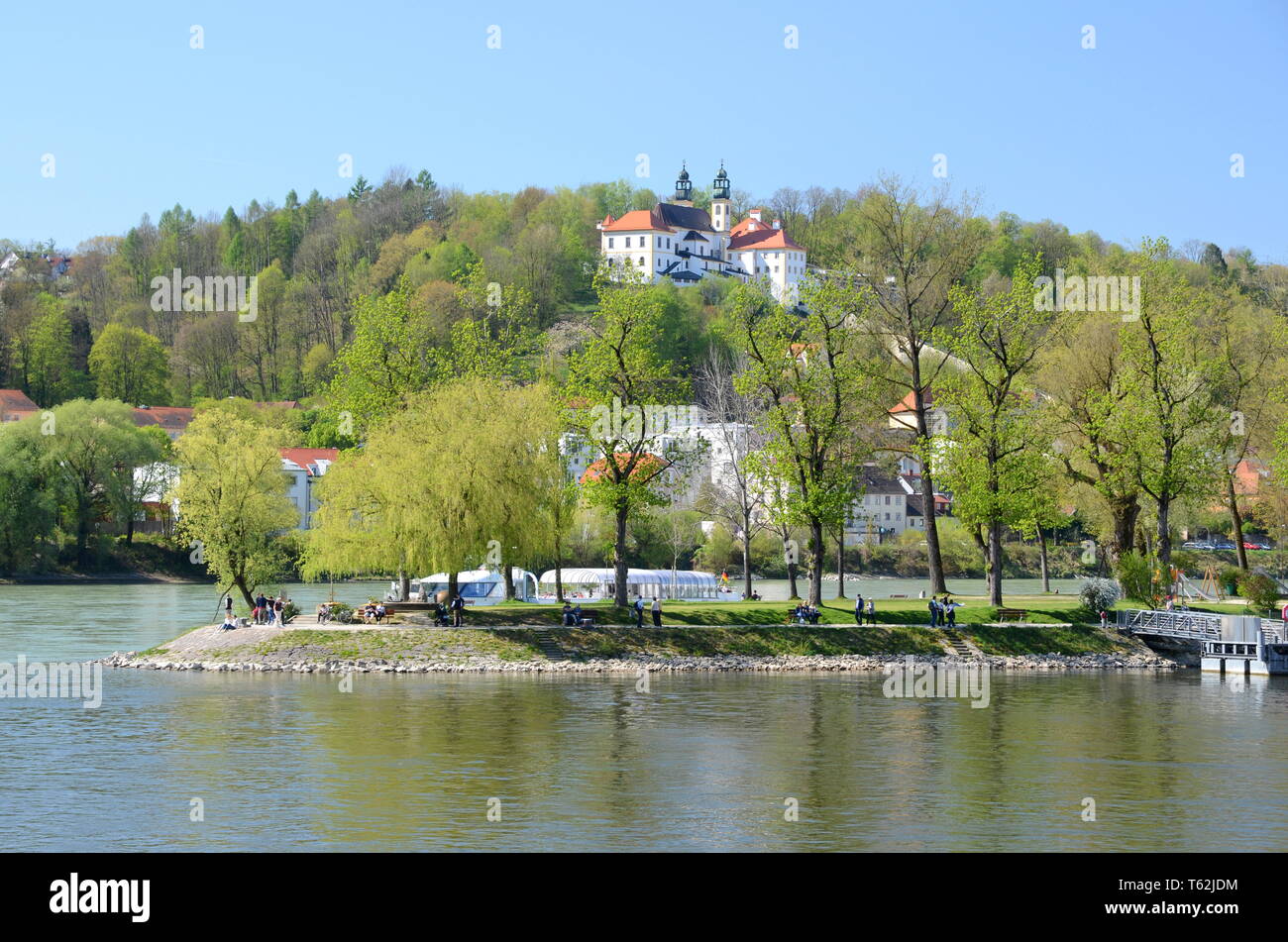 This little peninsula shows the confluence of the three rivers Danube ...