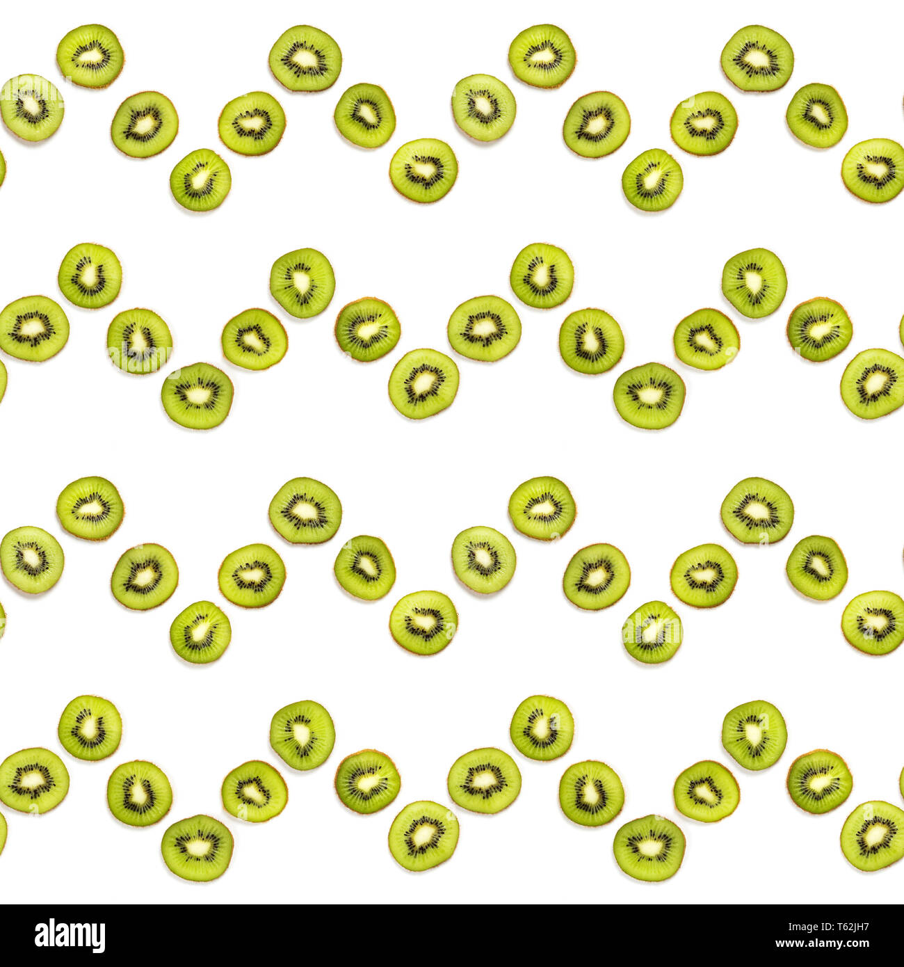 Kiwi fruit slice in zigzig seamless pattern. Colorful food pattern for ...