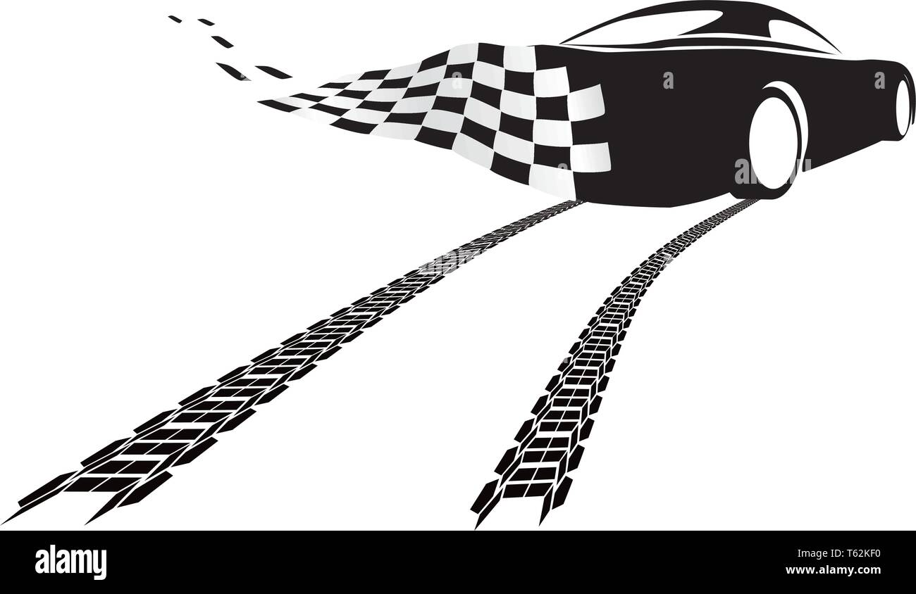 Vector illustration of a car sliding or drifting on a white background ...