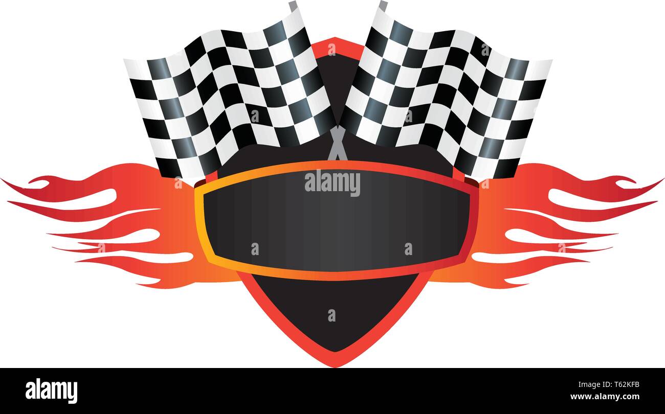 Vector illustration of a motorsports company logo with checkered flag ...