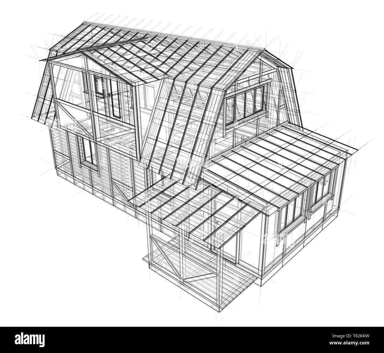 House sketch. Vector rendering of 3d Stock Vector Image & Art - Alamy