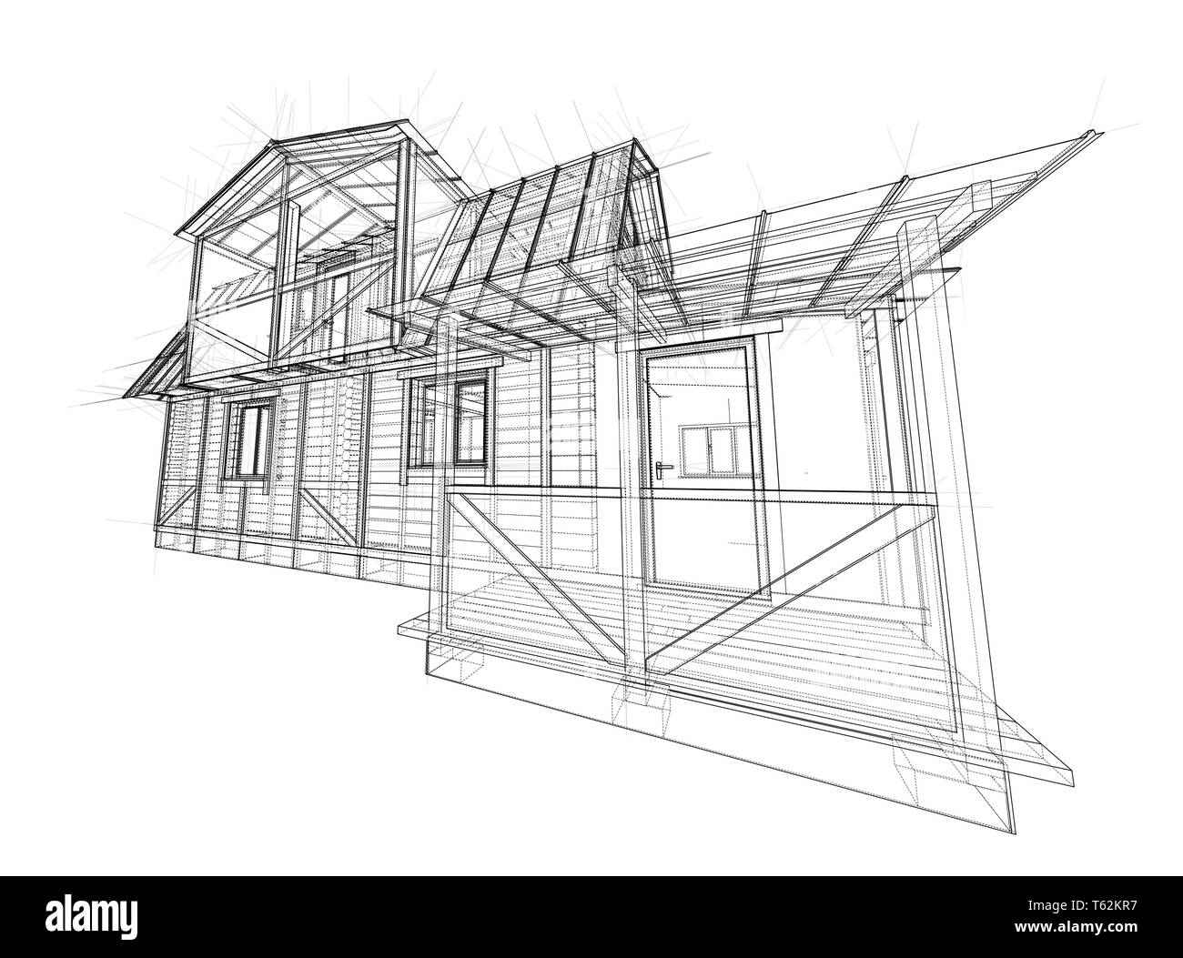 House sketch. Vector rendering of 3d Stock Vector Image & Art - Alamy
