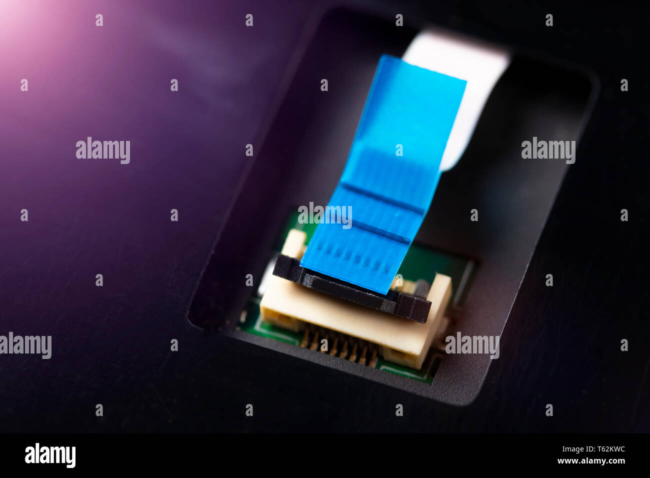 Computer connector and cable on the processor electronic board ...