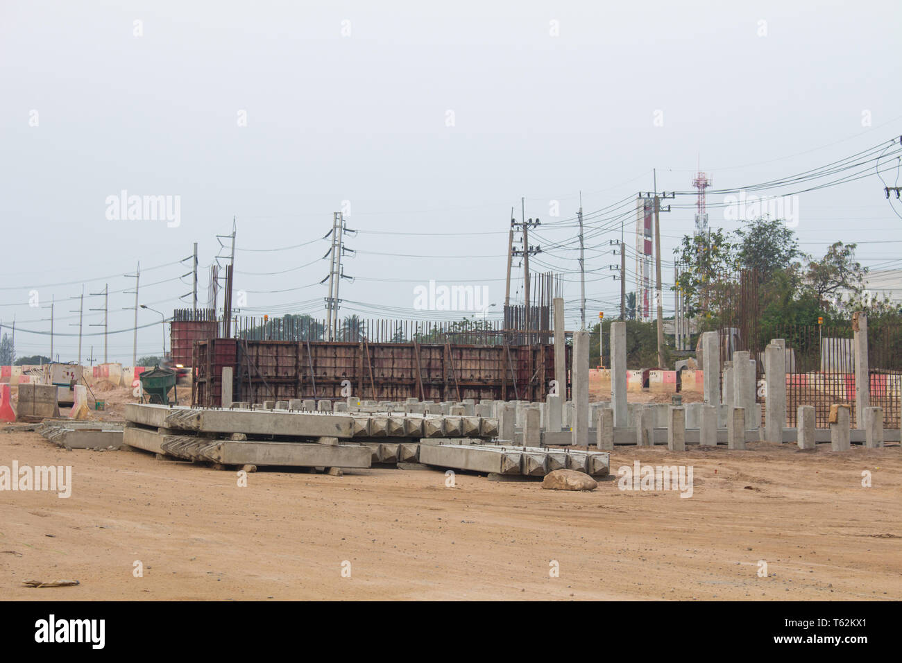 The stake of cross bridge construction for transportation support Stock ...