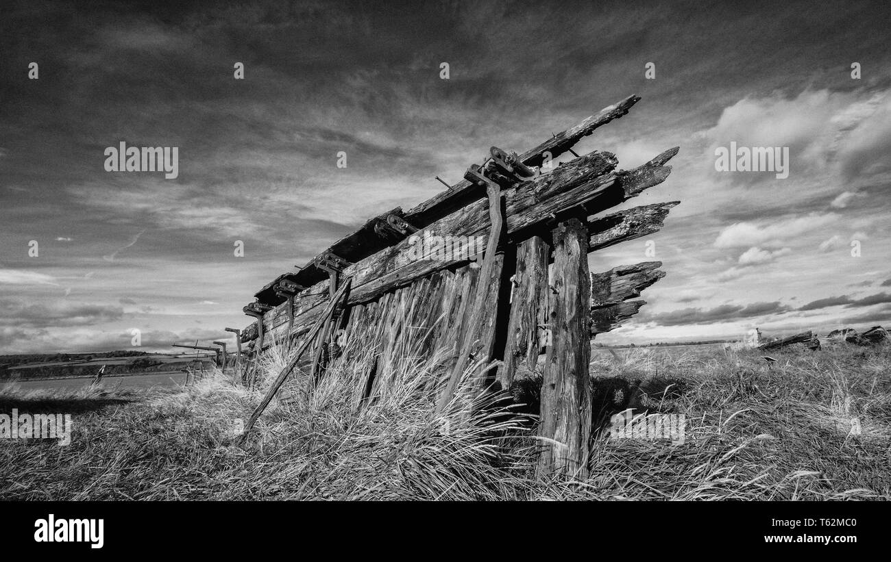Barge graveyard, Purton, Gloucestershire. UK. beached barges in Purton ...