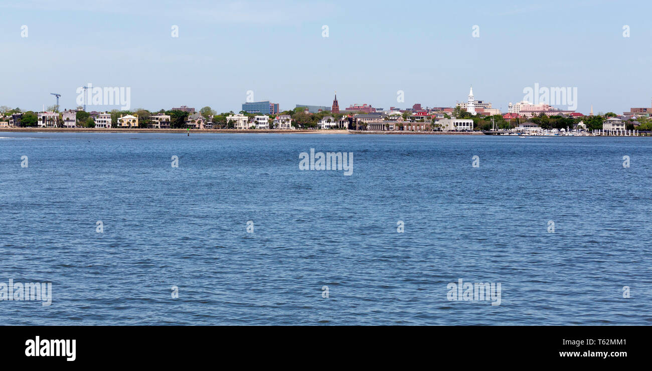 Charleston' waterfront in South Carolina, USA. The city looks onto the ...