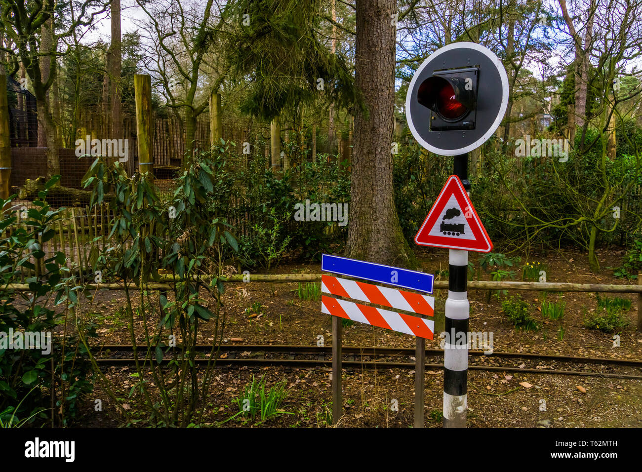 warning traffic light at a railroad, Dutch warning signs Stock Photo ...