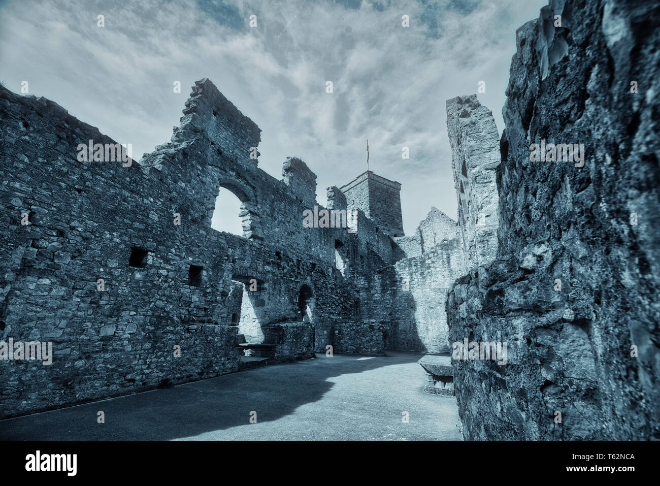 Castle Ruins In Dramatic Tonality Stock Photo - Alamy
