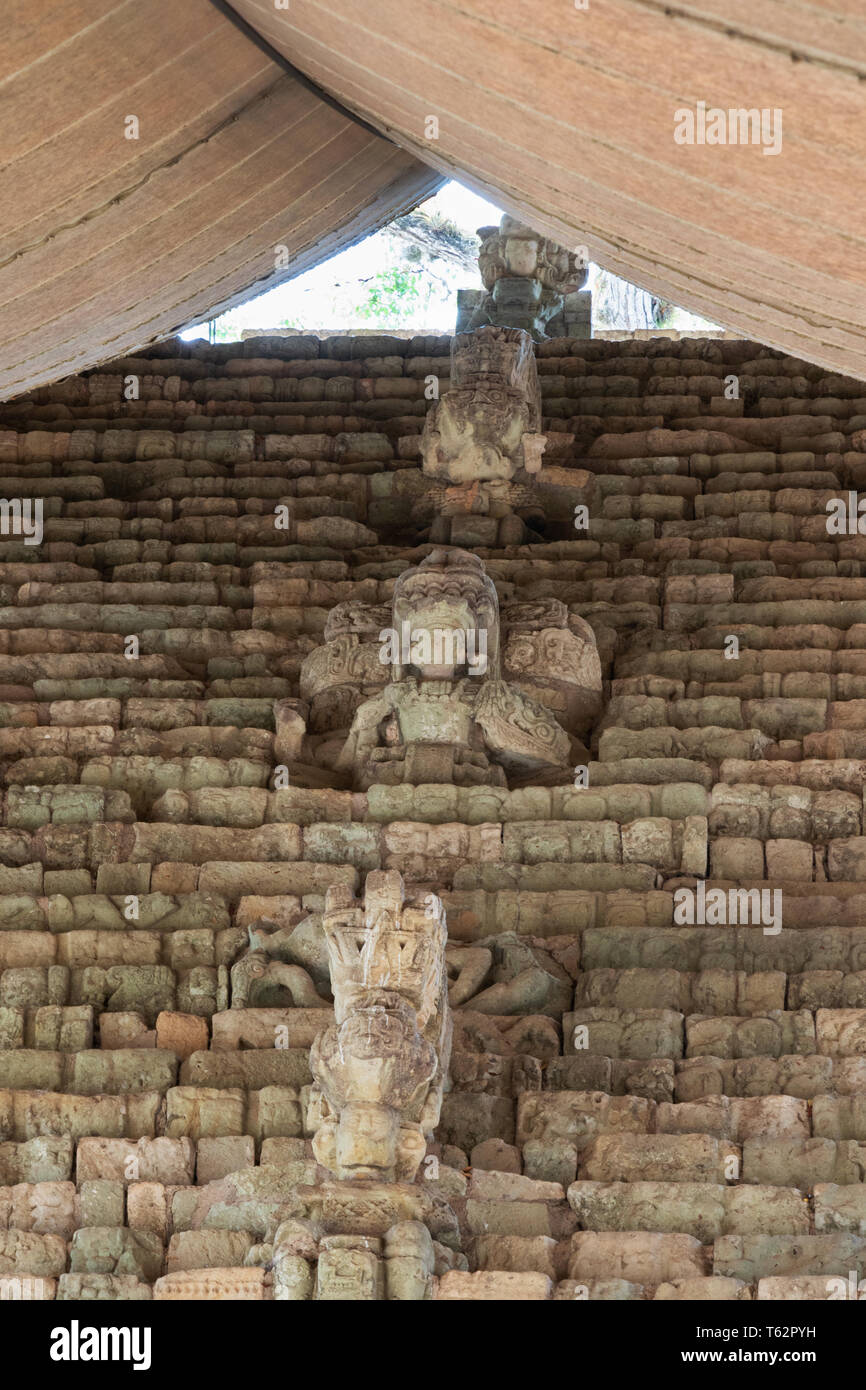 The Hieroglyphic Stairway, ancient mayan ruins, Copan UNESCO world ...