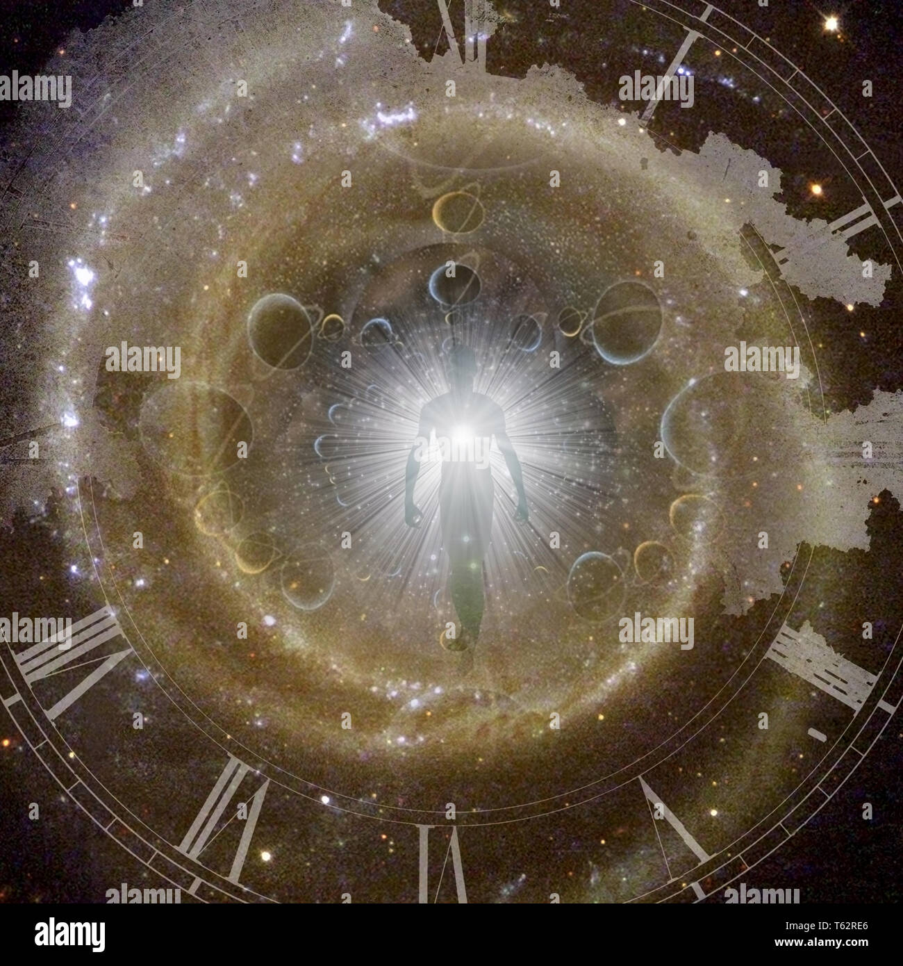 Human soul emerges from light Stock Photo - Alamy