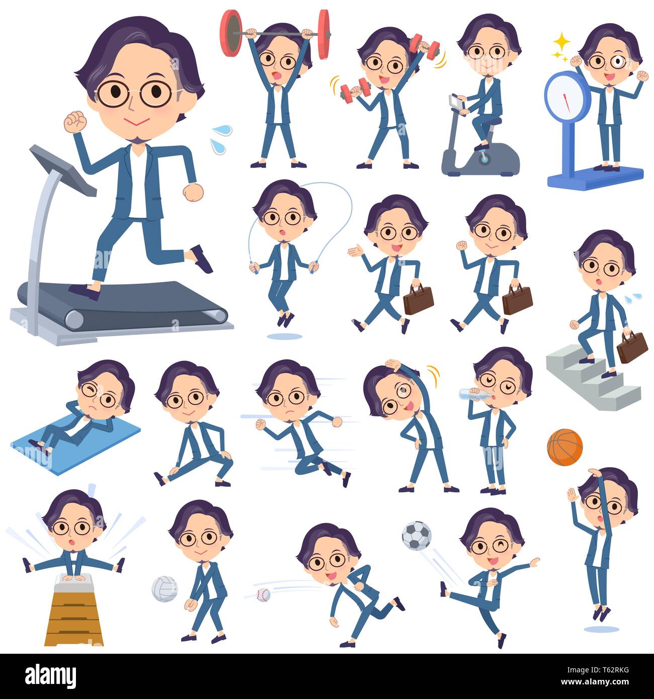 A set of men on exercise and sports.There are various actions to move ...