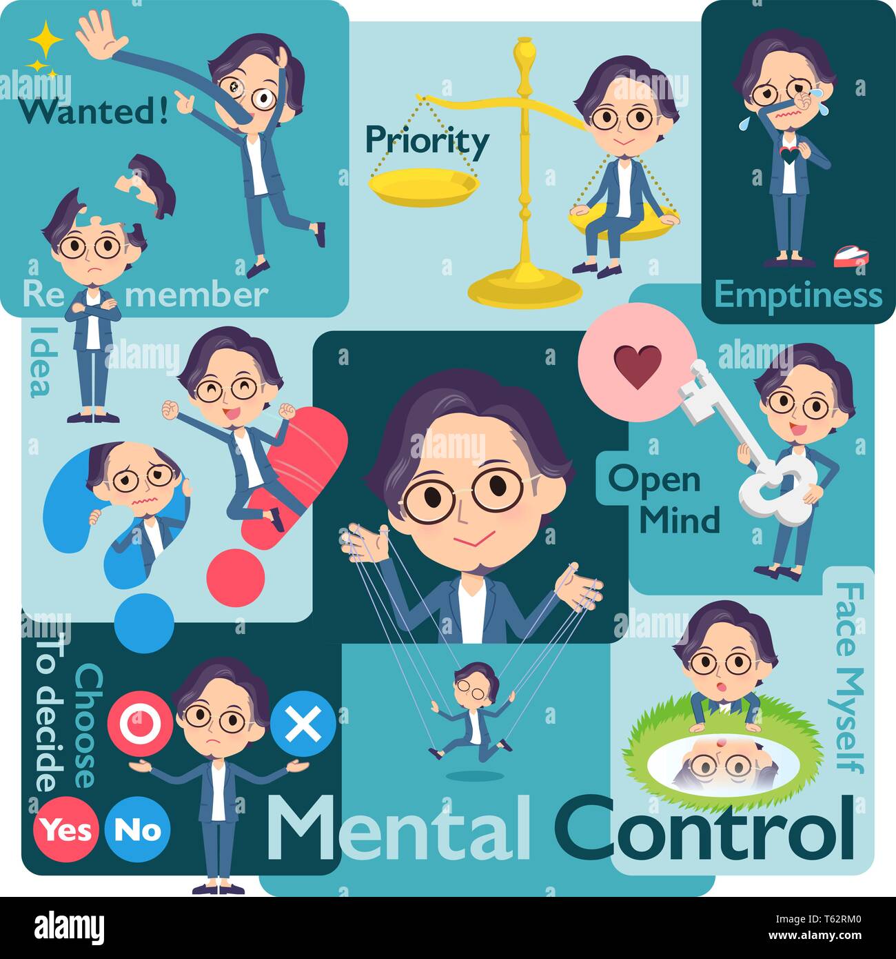 A set of men who control emotions.A variety of image illustrations ...