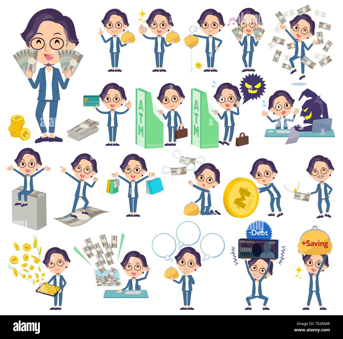 A set of men with concerning money and economy.There are also actions ...