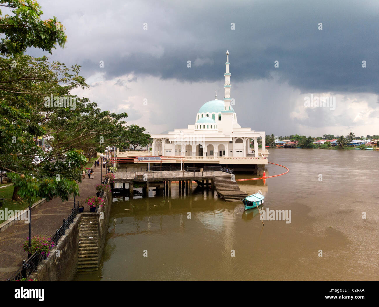 Aerial view (drone) of the Floating Mosque Masjid Terapung on the ...