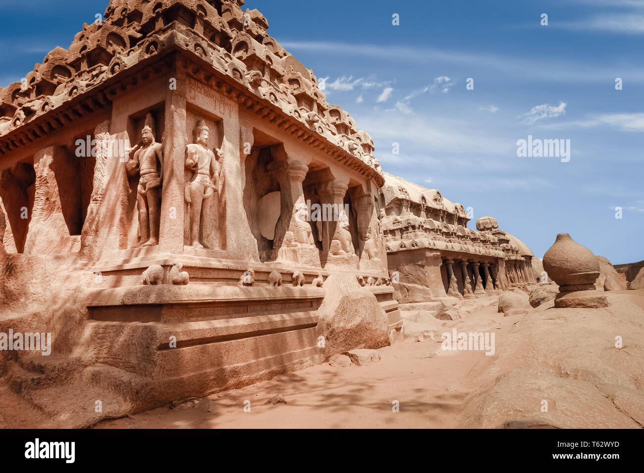 Panch Rathas Monolithic Hindu Temple in Mahabalipuram. Great South ...