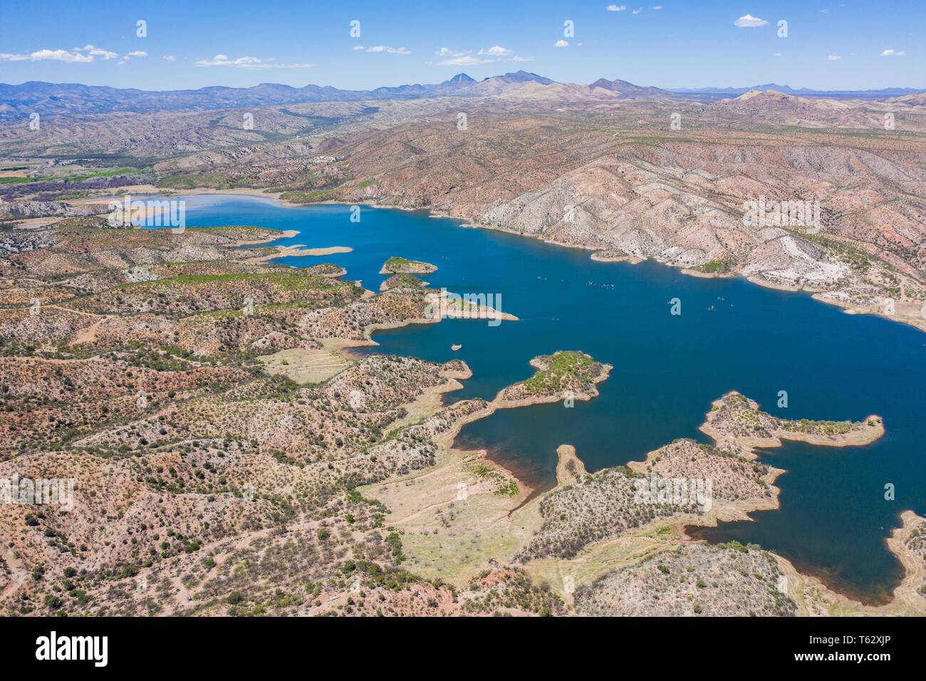 Aerial view of the Jacinto Lopez dam in the Sonora border region ...