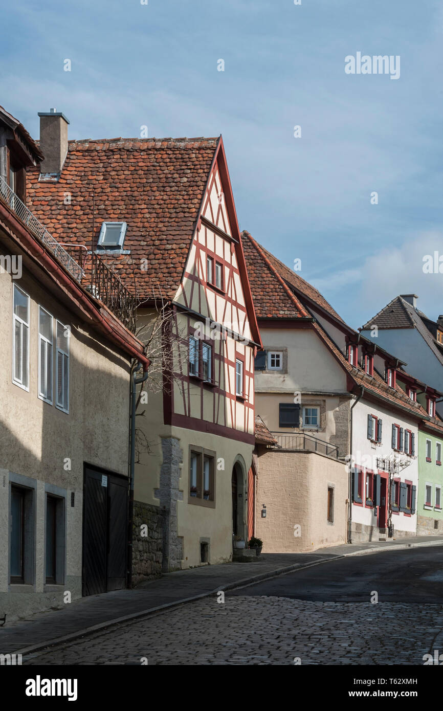 Historic colorful half-timbered houses in the medieval town Rothenburg ...