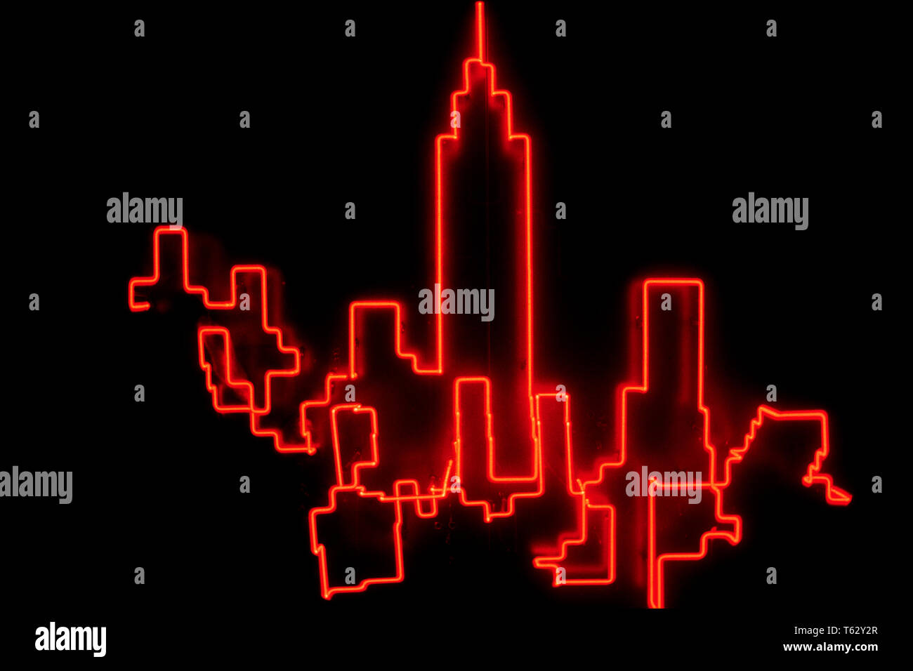 RED NEON NYC SKYLINE - kr43069 LLY001 HARS EMPIRE STATE BUILDING Stock ...