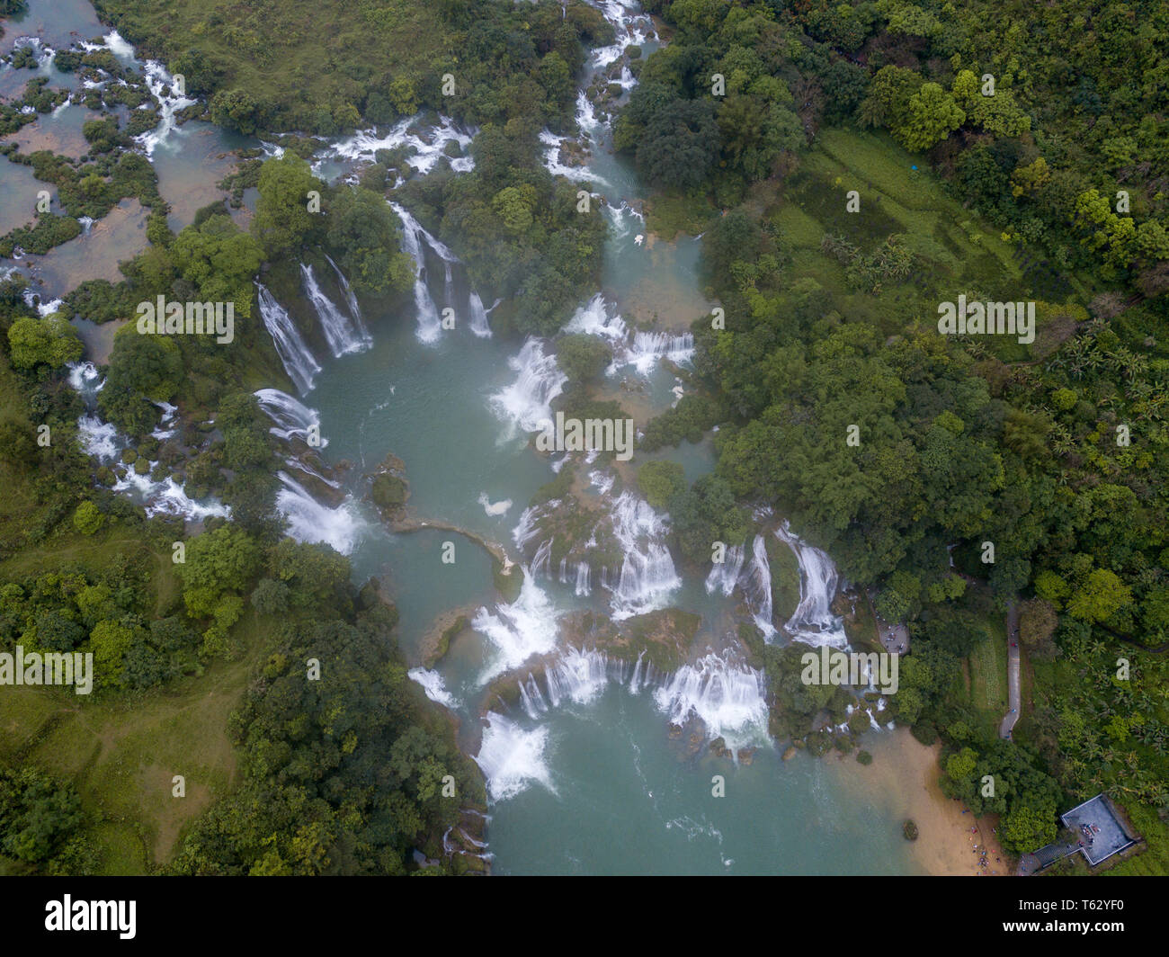Beautiful waterfall. Ban Gioc waterfall or Detian waterfall is landmark ...