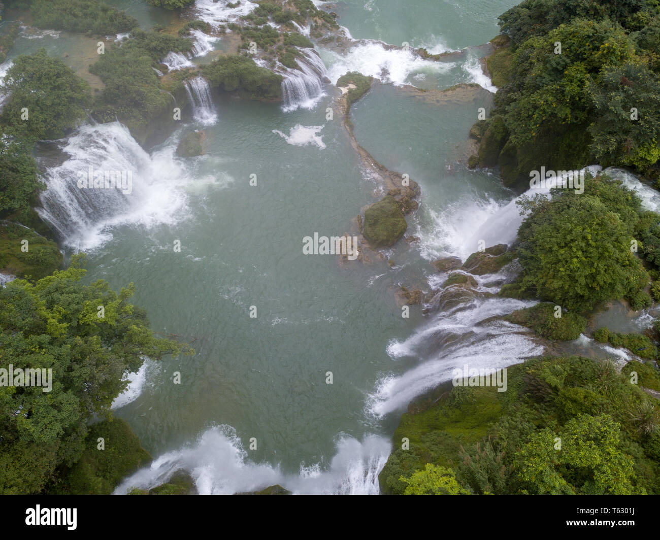 Beautiful waterfall. Ban Gioc waterfall or Detian waterfall is landmark ...