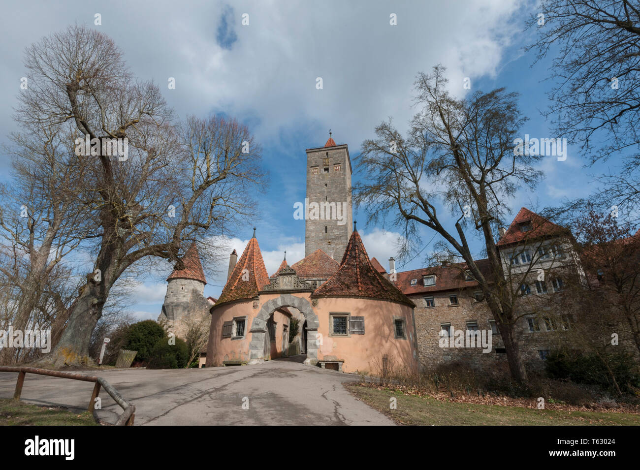 Castle tower and city gate at the entrance to the old town of ...