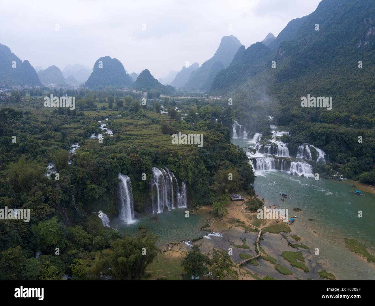 Beautiful waterfall. Ban Gioc waterfall or Detian waterfall is a ...