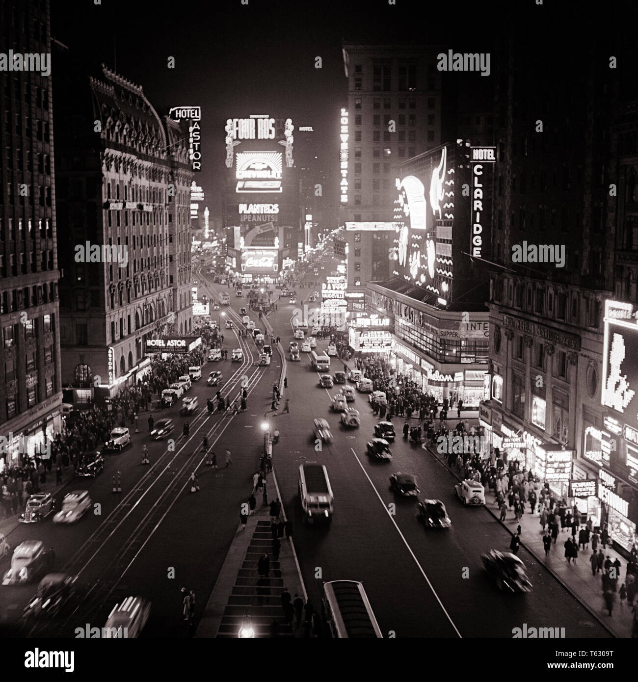 1930s THE GREAT WHITE WAY THEATERS ON BROADWAY AT NIGHT MANHATTAN NEW ...