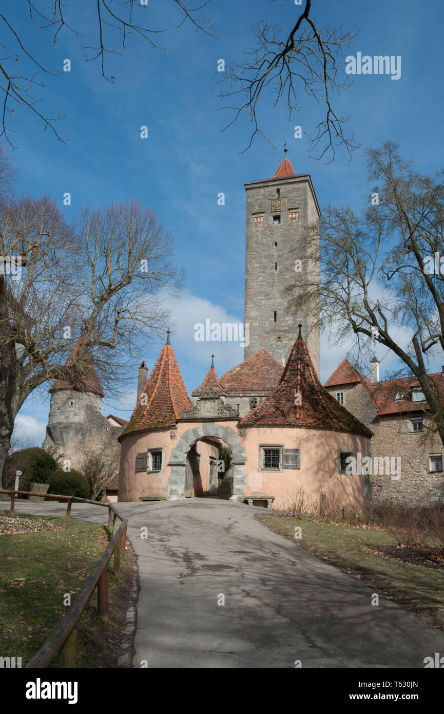 Castle tower and city gate at the entrance to the old town of ...