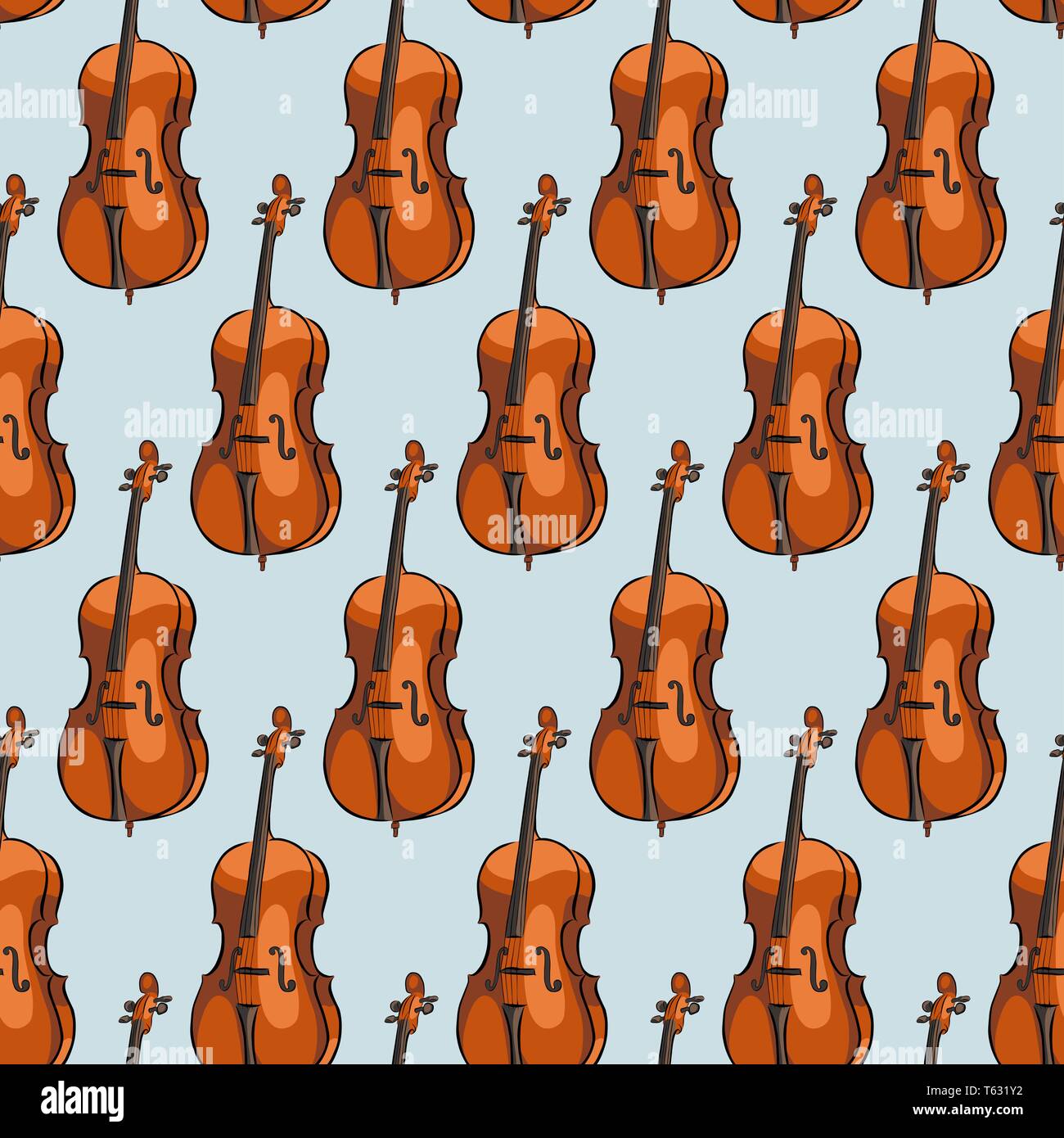 Seamless pattern cello musical instrument, vector Stock Vector Image ...