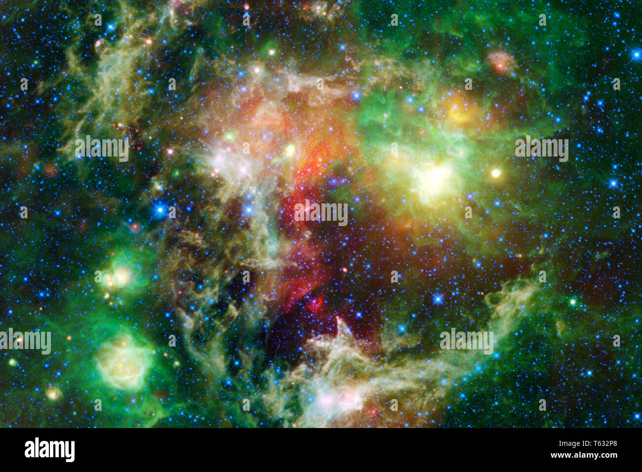 Nebulae and stars in outer space, glowing mysterious universe. Elements ...