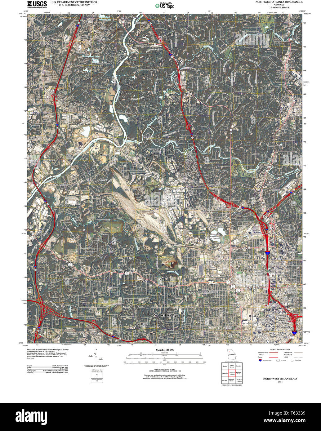 USGS TOPO Map Georgia GA Northwest Atlanta 20110307 TM Restoration ...