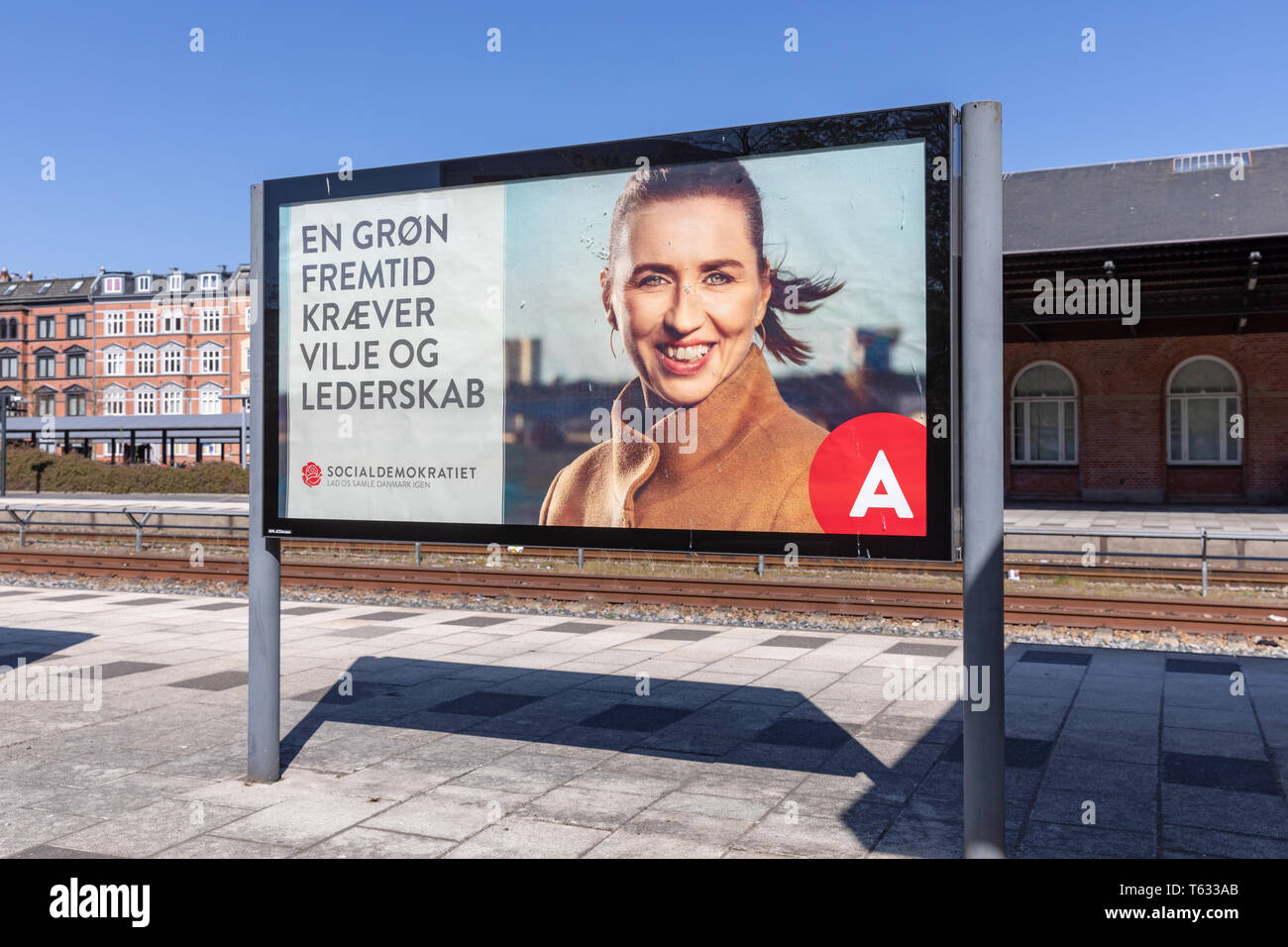Billboard of Danish politician Mette Frederiksen (Socialdemokratiet/the ...