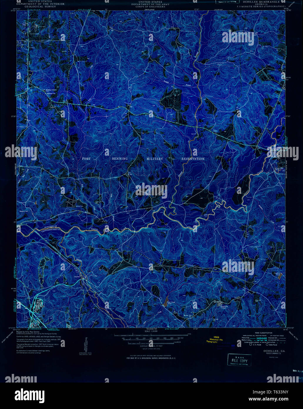 USGS TOPO Map Georgia GA Ochillee 246583 1949 24000 Inverted ...