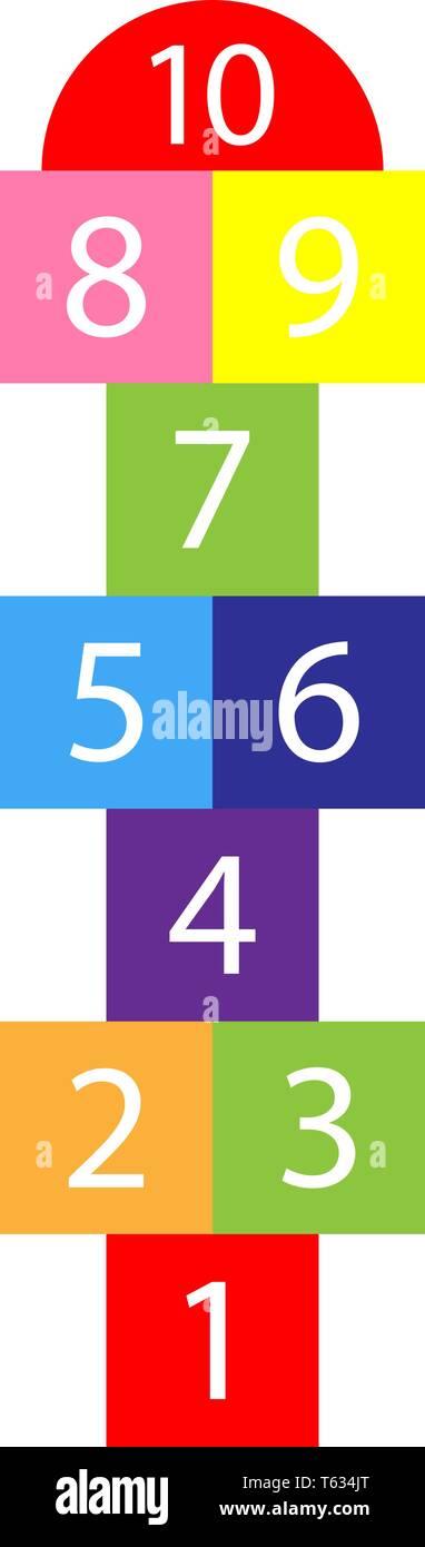 Children street game. playground with numbers. illustration with ...