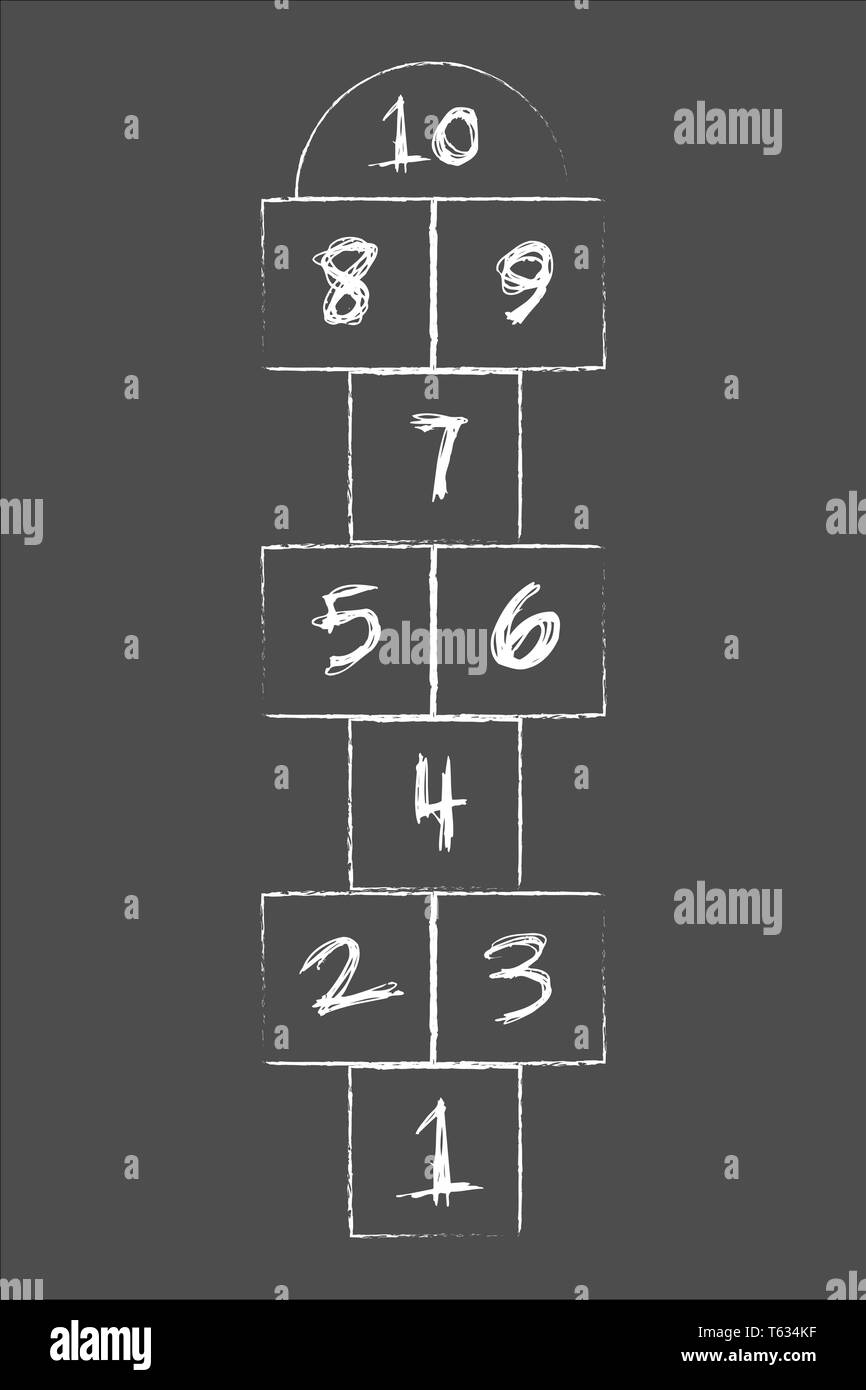 Children street game. playground with numbers. illustration with ...