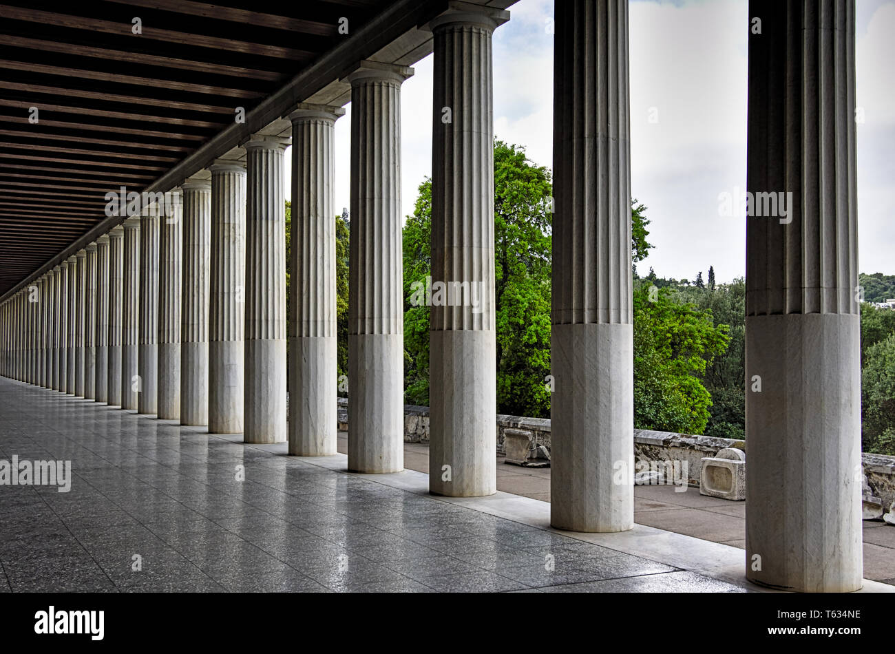 Stoa of Attalos in Athens, Greece. Impressive building in Ancient Agora ...