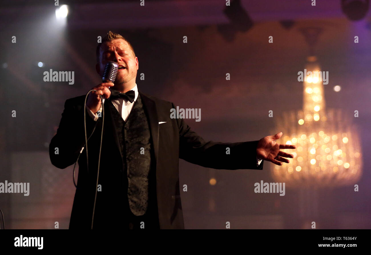 Singer Steve Cole performs during the 2019 PFA Awards at the Grosvenor ...