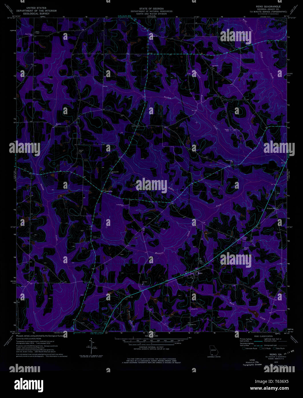 USGS TOPO Map Georgia GA Reno 246734 1974 24000 Inverted Restoration ...