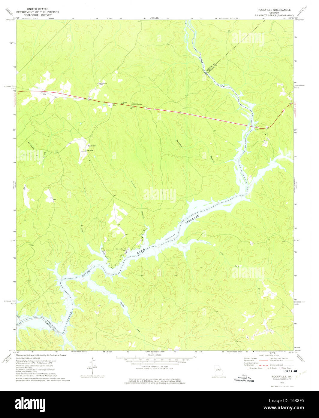 USGS TOPO Map Georgia GA Rockville 246804 1972 24000 Restoration Stock ...