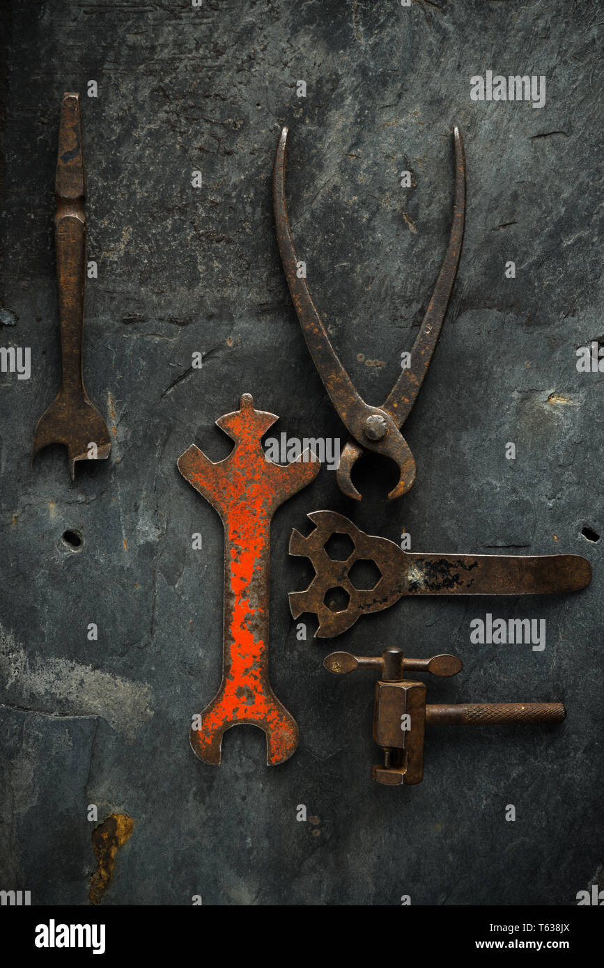 vintage rustic tools Stock Photo - Alamy