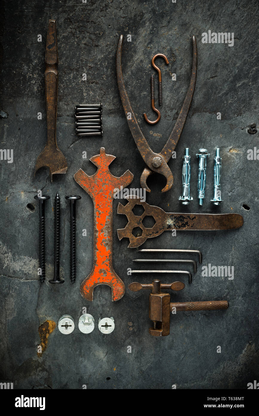 vintage rustic tools Stock Photo - Alamy