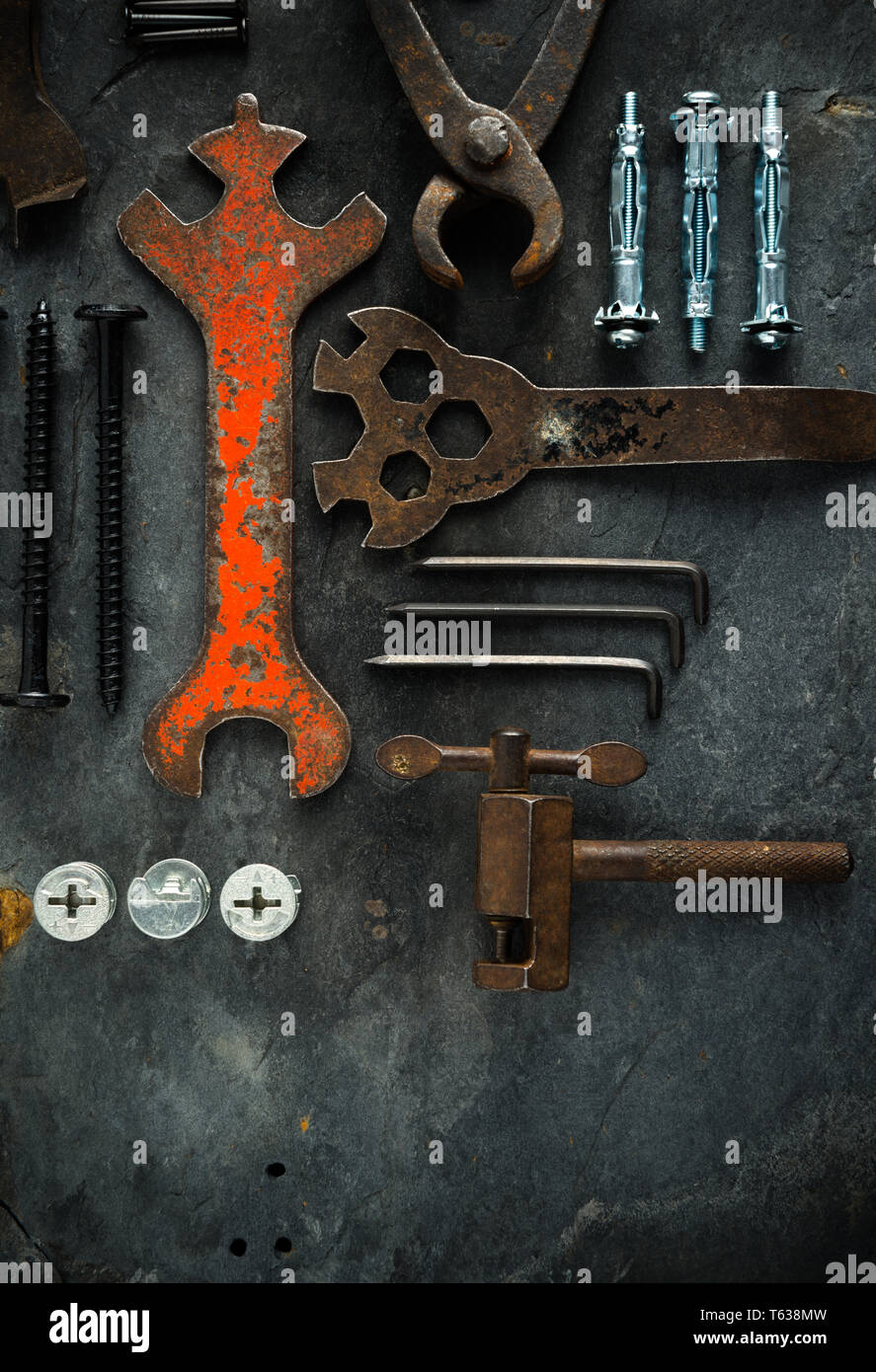 vintage rustic tools Stock Photo - Alamy