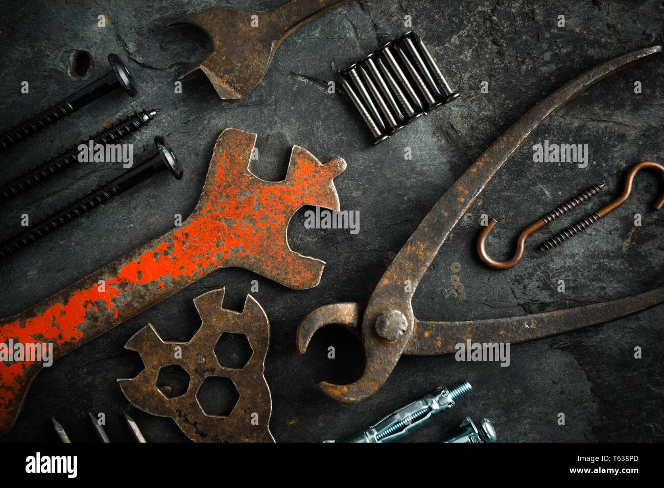 vintage rustic tools Stock Photo - Alamy